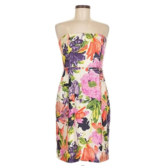 J. Crew | Dresses | Jcrew Strapless Floral Midi Party Dress | Poshmark